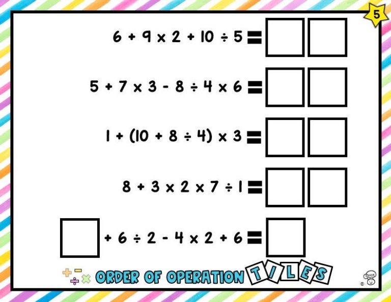 ORDER OF OPERATION TILES - Marcy Cook Math
