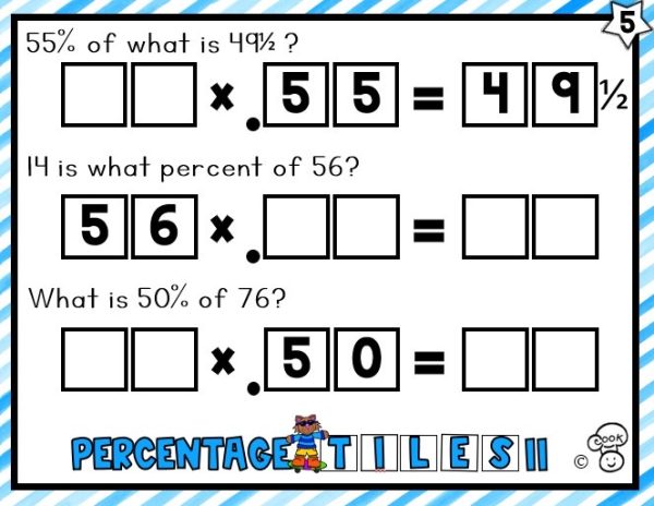 PERCENTAGE TILES II - Marcy Cook Math